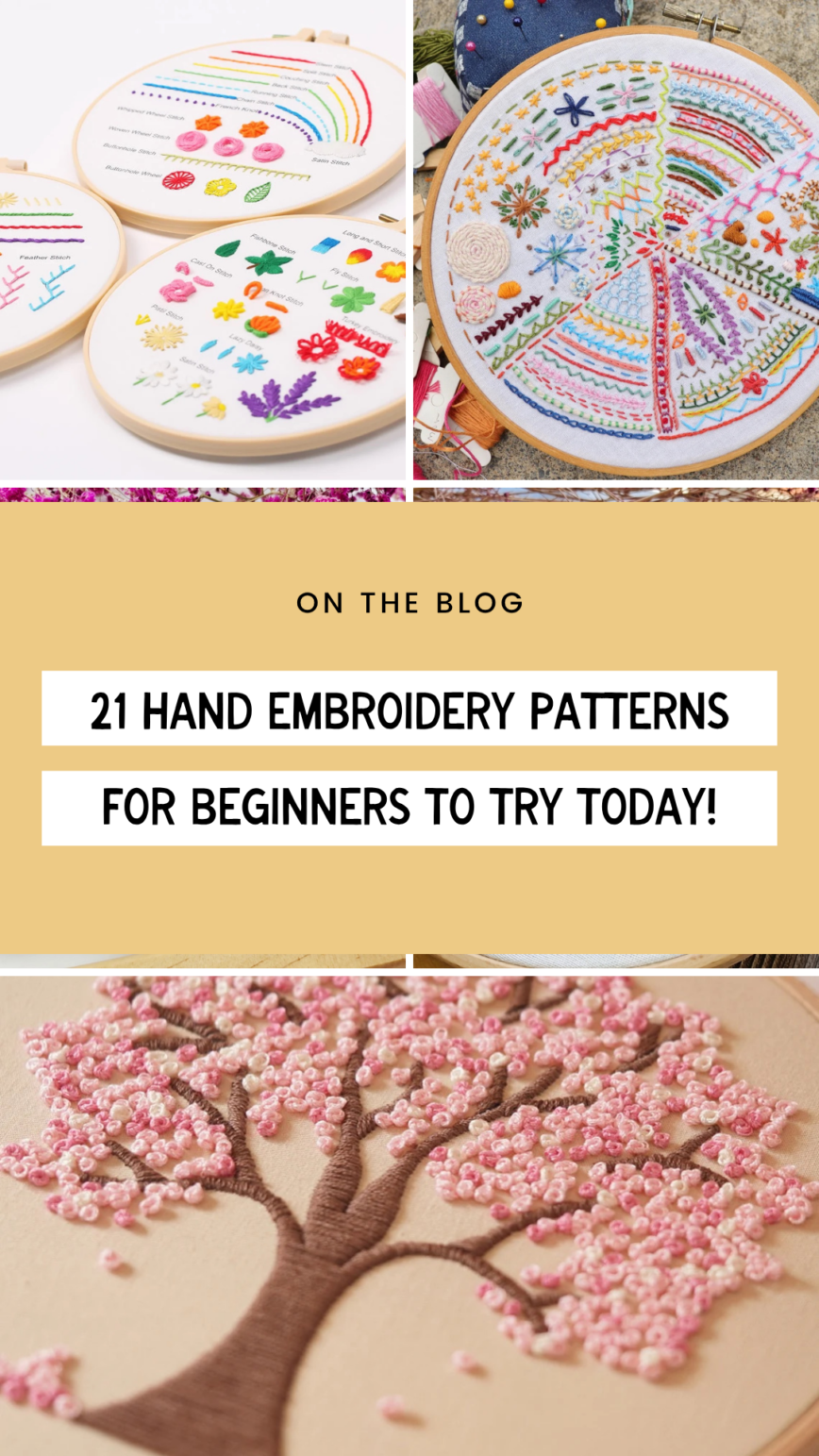 21 Hand Embroidery Patterns for Beginners - Everyday She Moms
